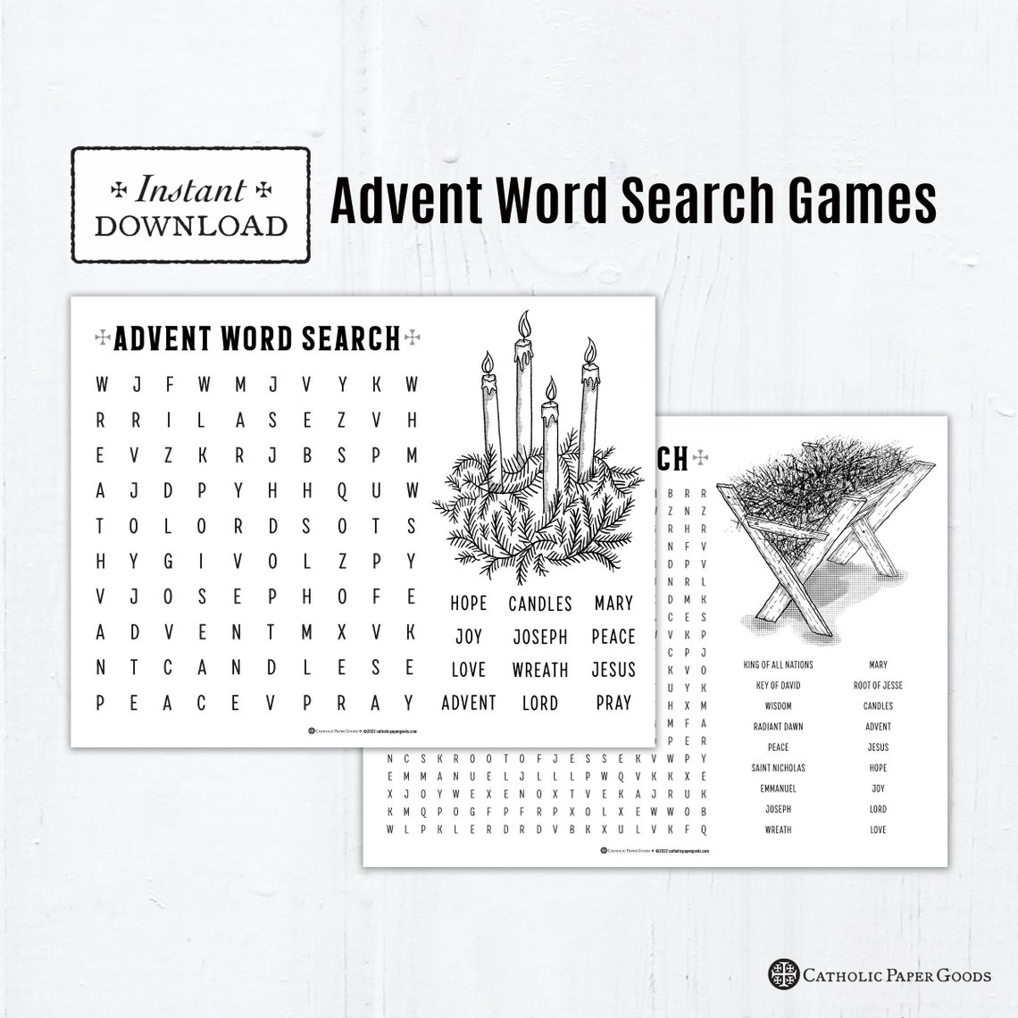 Advent Word Search Activity Catholic Coloring Pages 2 - Etsy