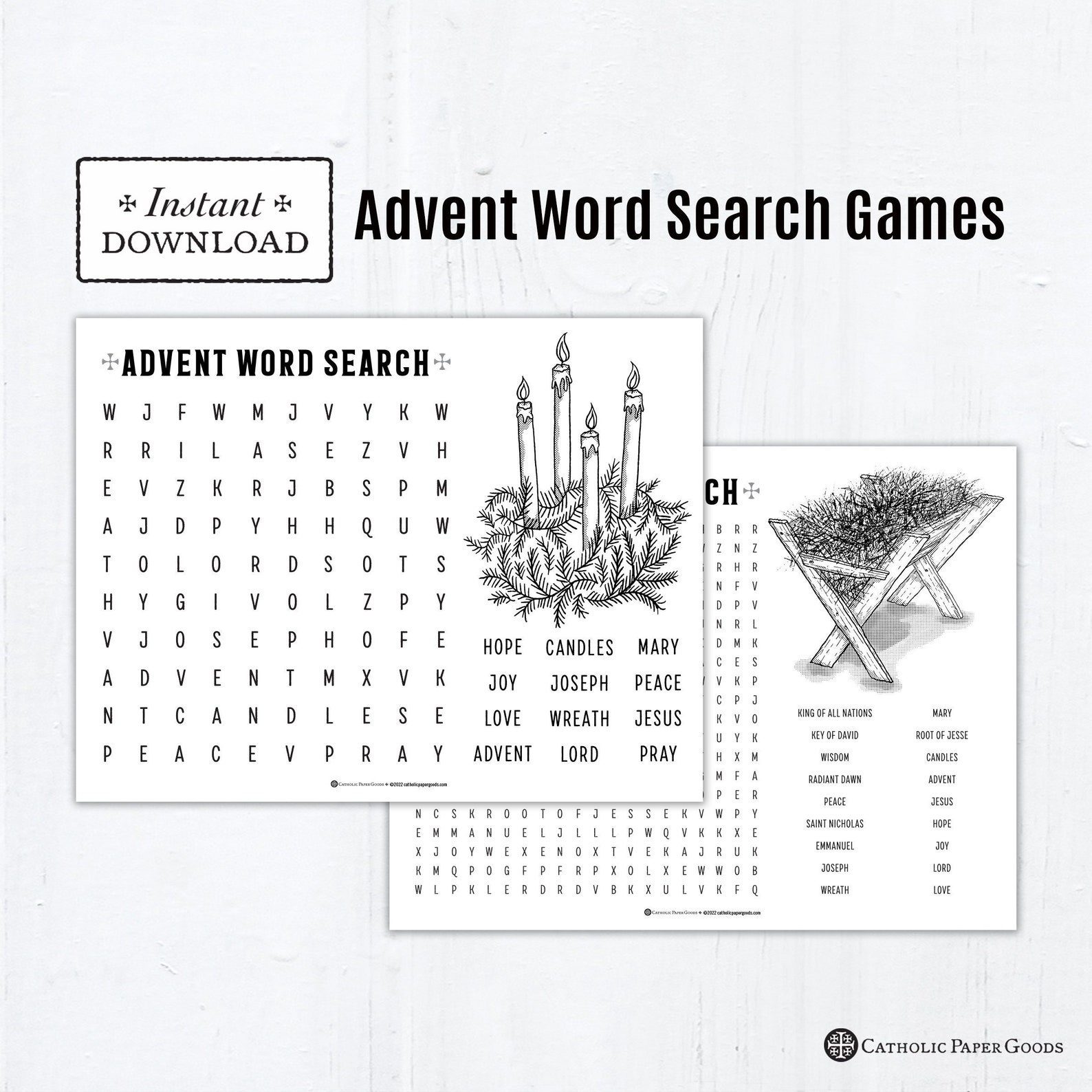 Advent Word Search: Catholic Coloring Pages (printable PDF With Answer ...