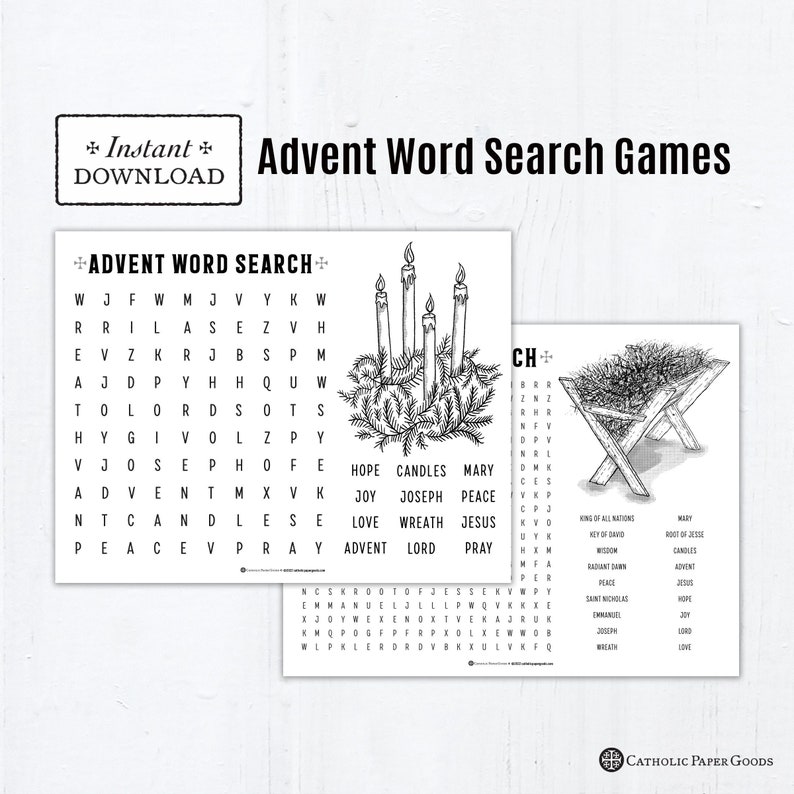 Advent Word Search: Catholic Coloring Pages (printable PDF With Answer ...