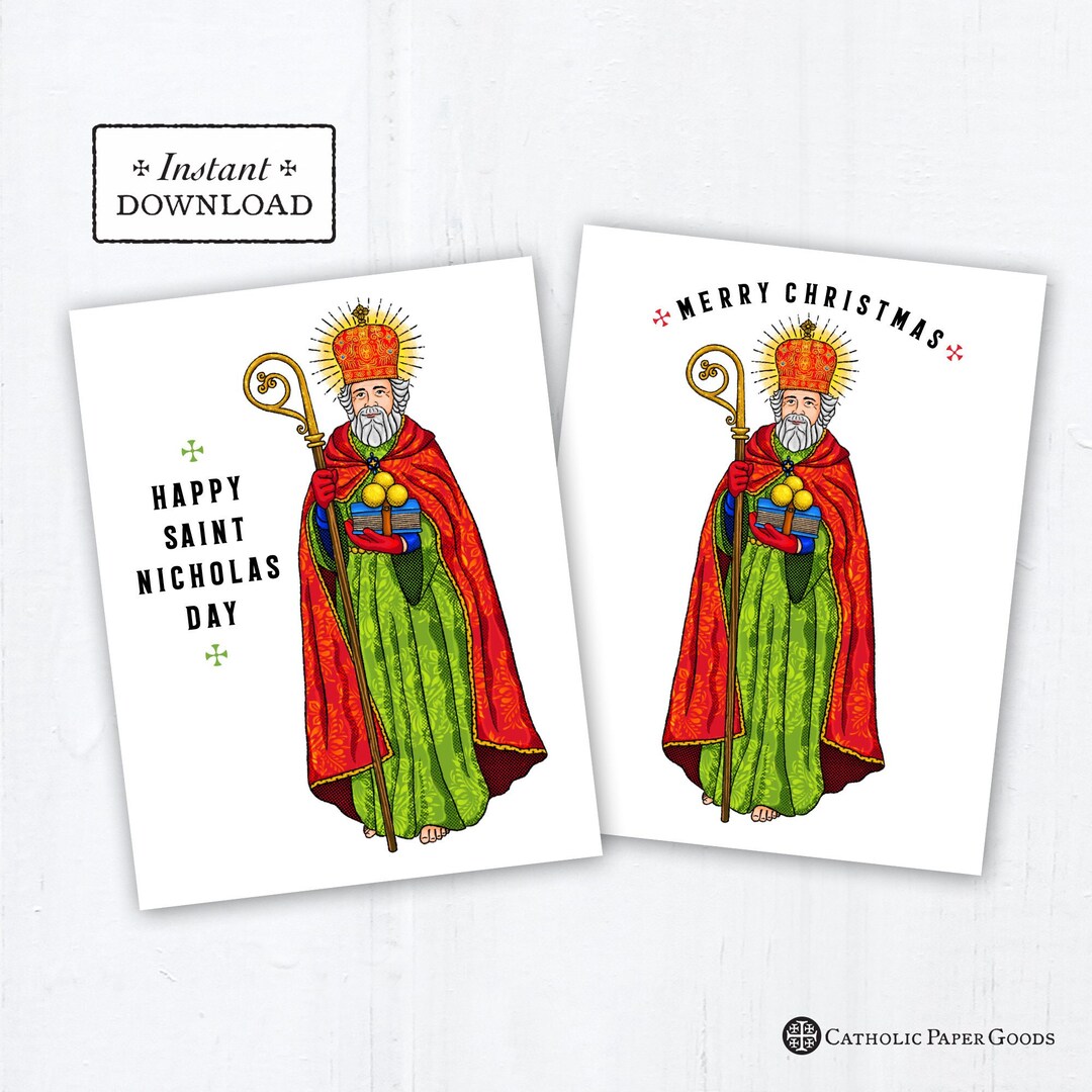 Saint Nicholas Day Card, Merry Christmas Card, Instant Download, DIY ...