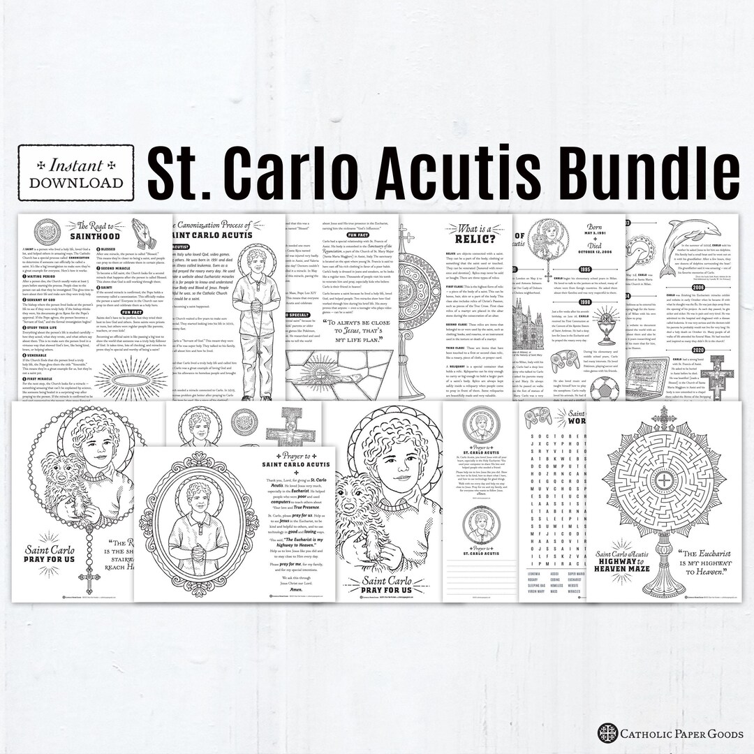 Saint Carlo Acutis Activity Bundle: Catholic Kids Printables (PDF ...