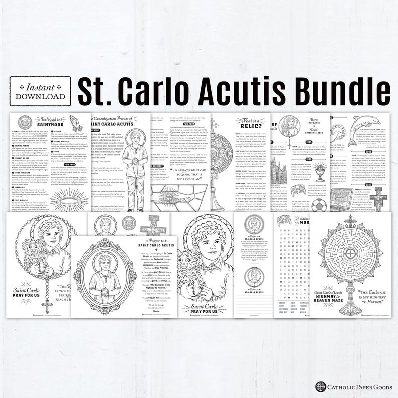 Saint Carlo Acutis Activity Bundle: Catholic Kids Printables (PDF ...