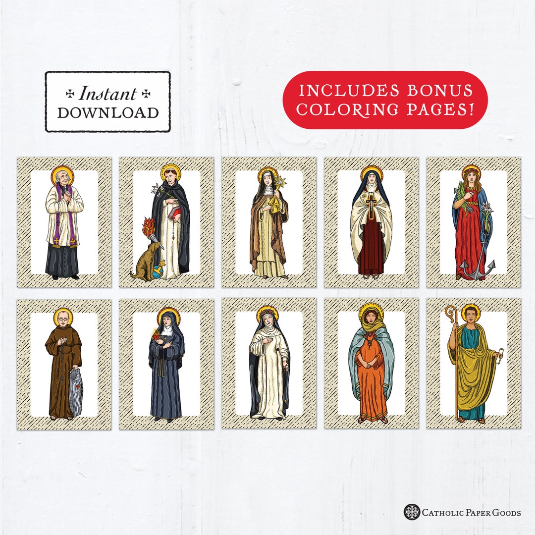 Catholic Saint Flash Cards August Set #1 - Printable - PLUS Bonus ...