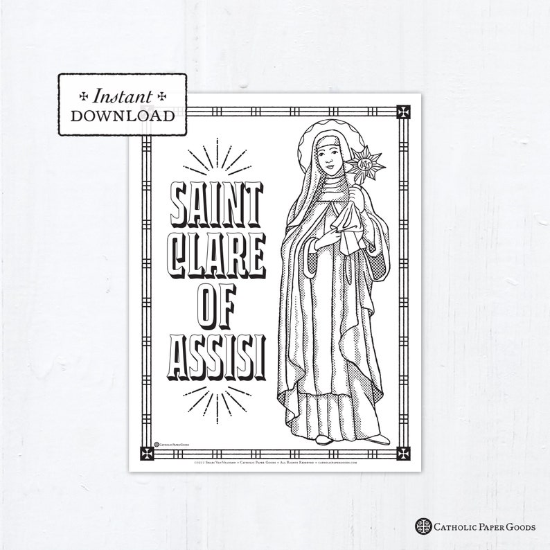 Catholic Coloring Page Saint Clare of Assisi Catholic - Etsy