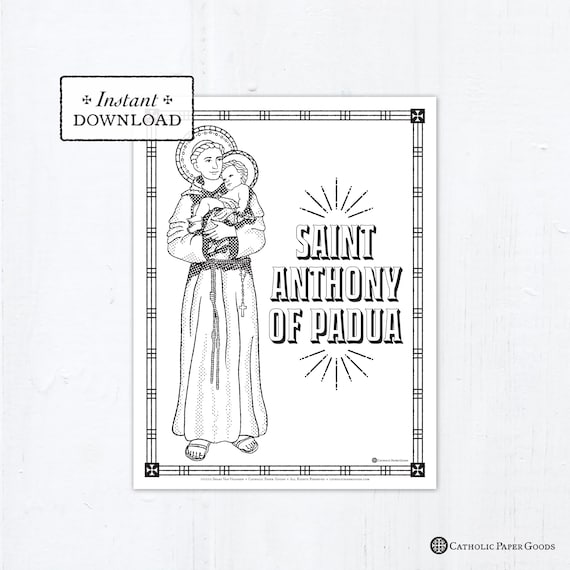Catholic Coloring Page Saint Anthony of Padua Catholic | Etsy