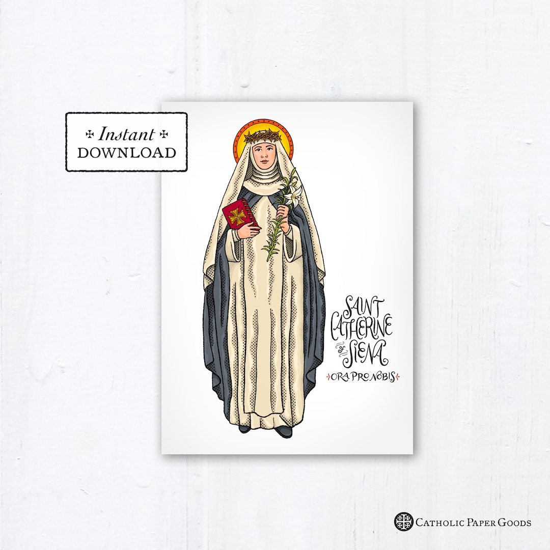 Saint Catherine of Siena Card - Art Print - Instant Download - DIY ...