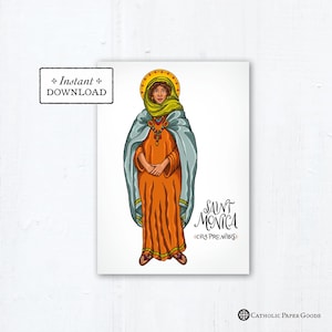 St. Monica Card, Catholic Greeting Card, Catholic Saint, Art Print ...