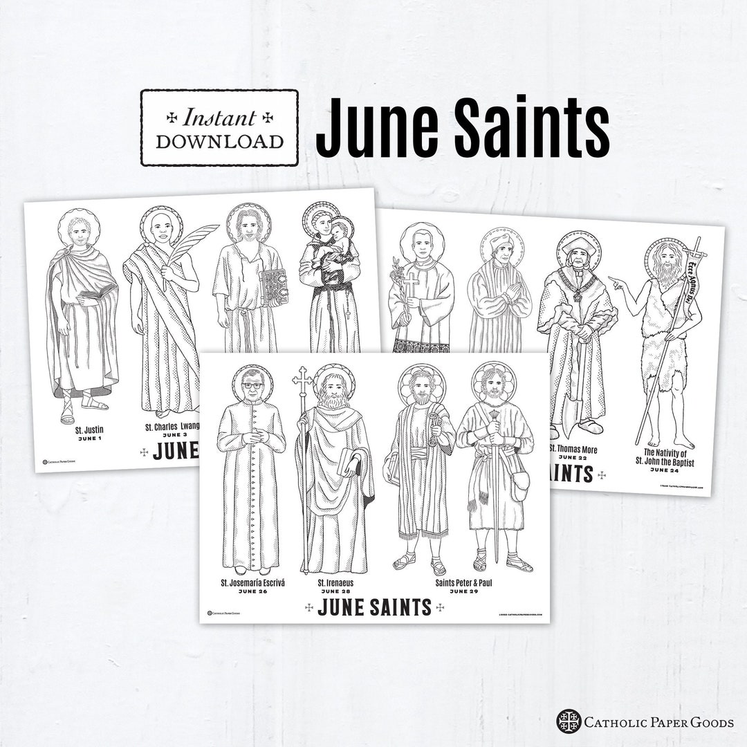 June Saints Coloring Pages: Catholic Homeschool Activity (printable PDF ...