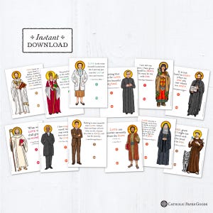 Catholic Saints Valentine Exchange Cards Bundle of 36 Full Color ...