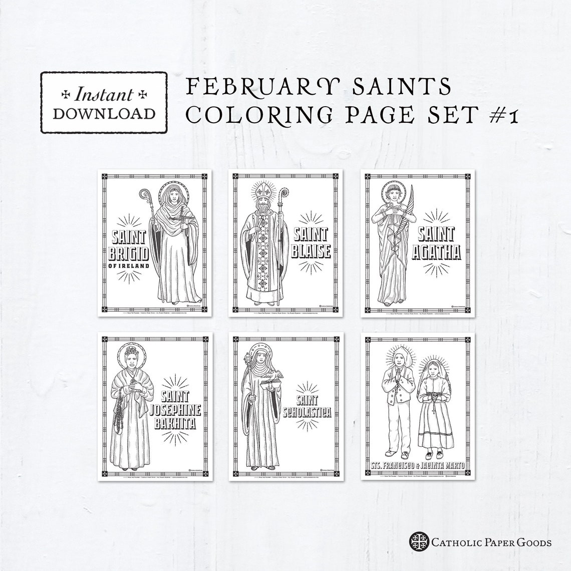 Catholic Saint Flash Cards: February Set #1 + Coloring Pages (DIY ...