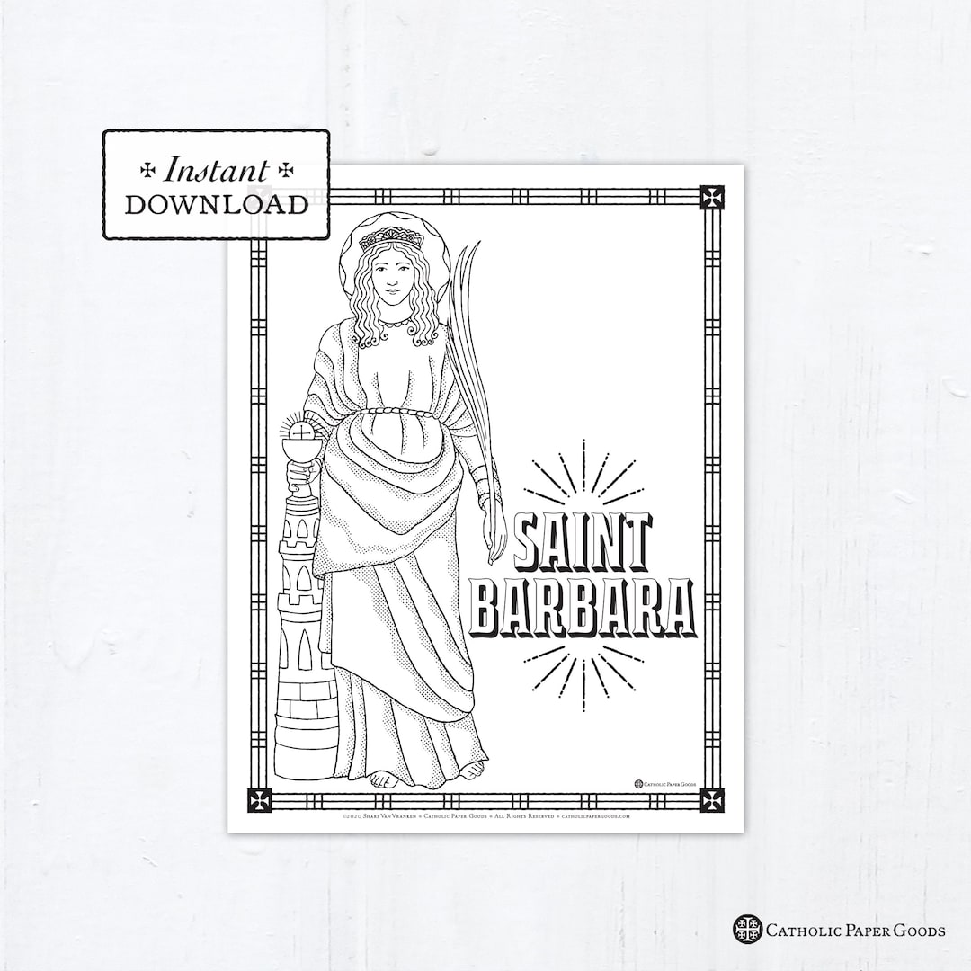 Saint Barbara Coloring Page: Catholic Art (PDF Digital Download) - Etsy