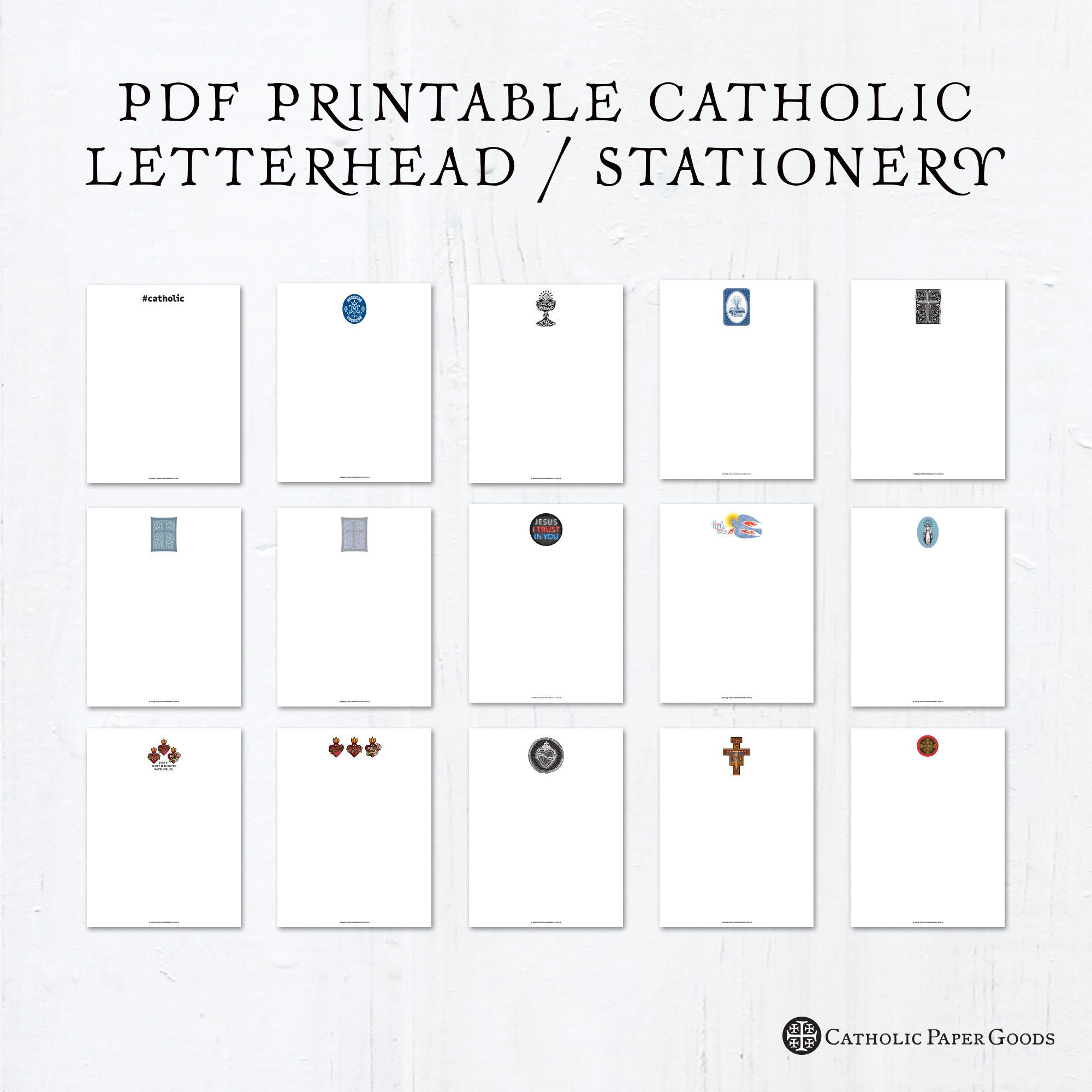 Catholic Letterhead Downloadable PDF 8.5 x 11 Catholic Stationery ...
