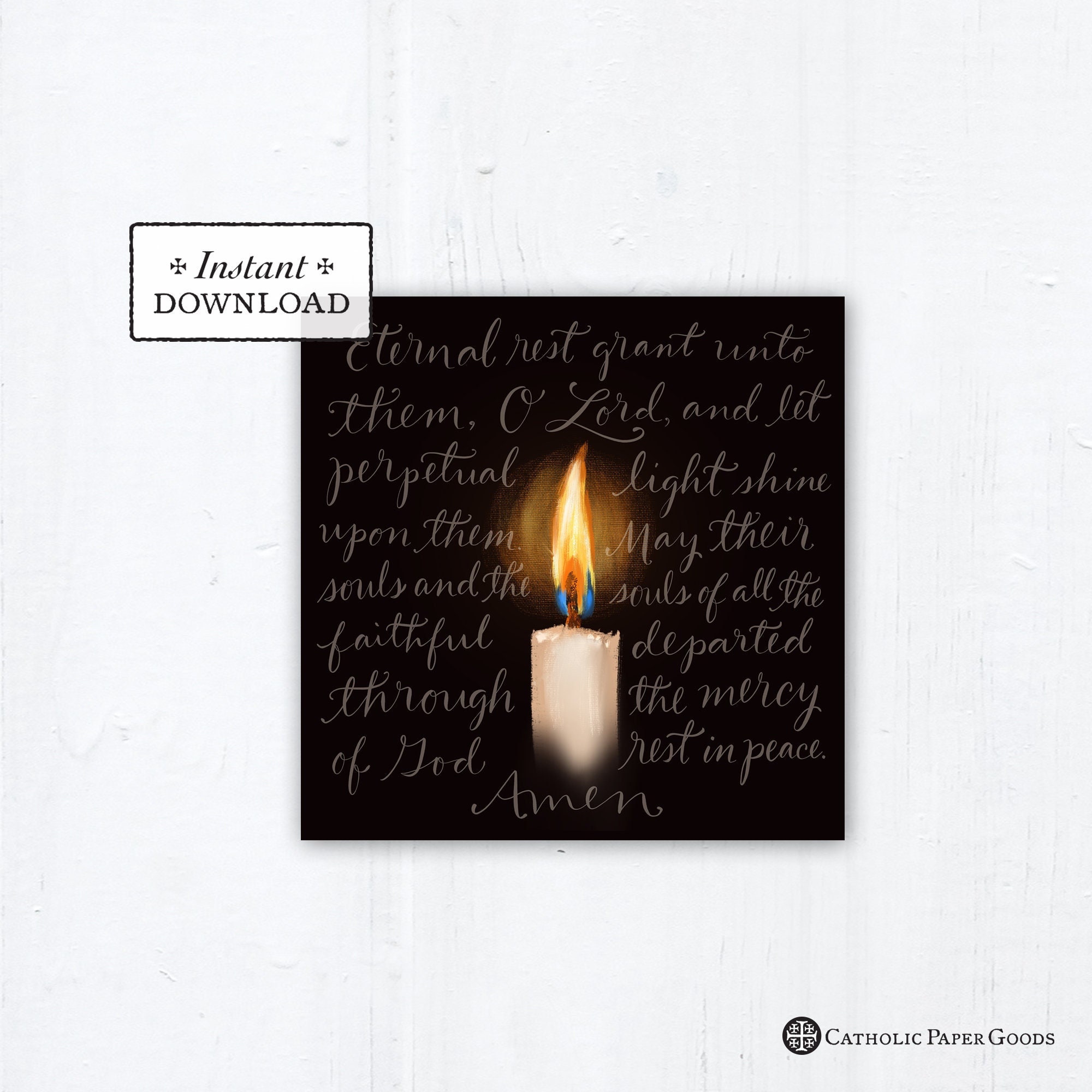 Eternal Rest Prayer Candle Catholic Sympathy Card Square Instant Eternal Rest Prayer Candle Catholic Sympathy Card Square Instant