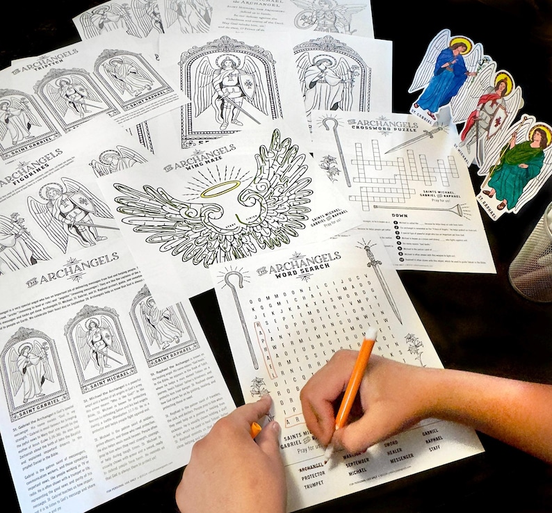 Archangels Activity Bundle: Coloring Pages, Maze, Puzzles (printable ...