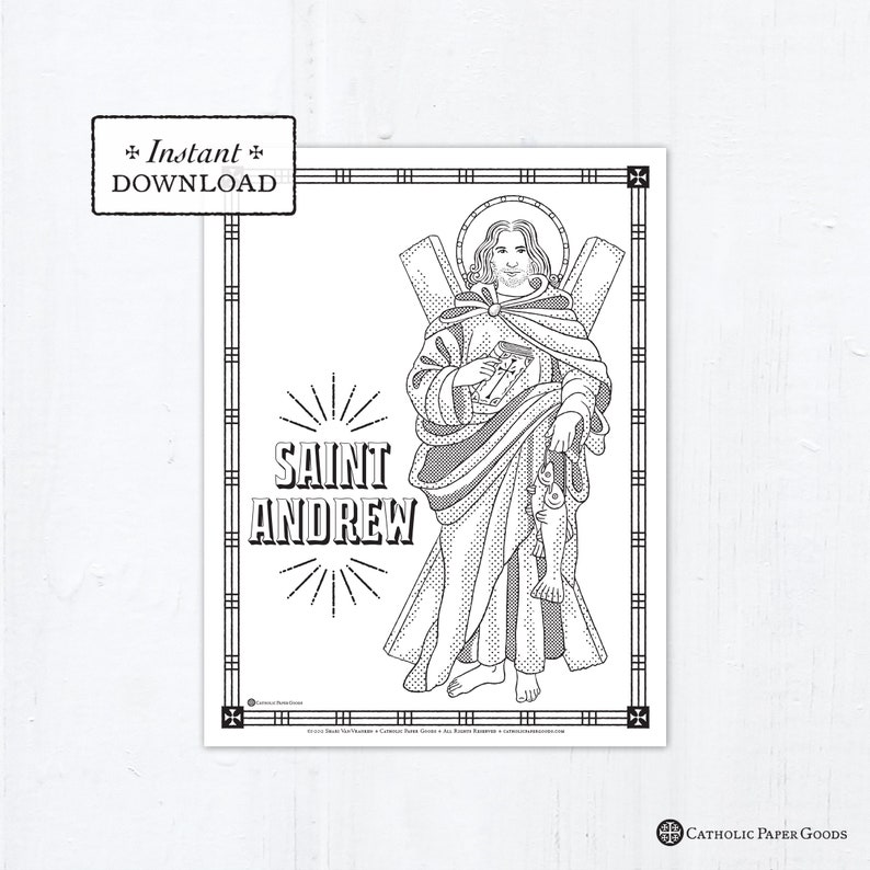 Saint Andrew Coloring Page - Catholic Saints Printable (PDF) - Etsy