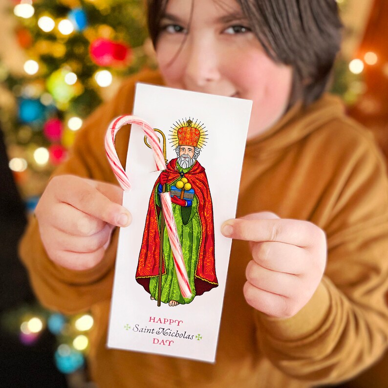 St. Nicholas Printable Candy Cane Treat Cards, Instant Downloadable PDF ...