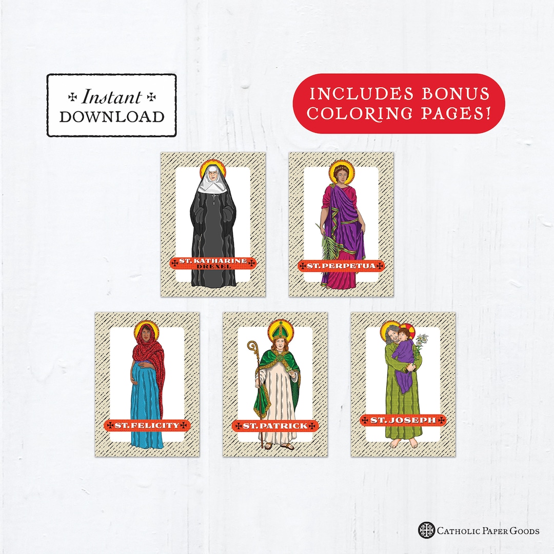Catholic Saint Trading Cards March Set #1 - Printable - PLUS Bonus ...