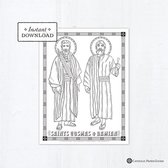 Catholic Coloring Page Saints Cosmas and Damian Catholic | Etsy