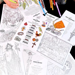 Holy Week Coloring Pages, Bundle of 14, Printable Palm Sunday Spy ...