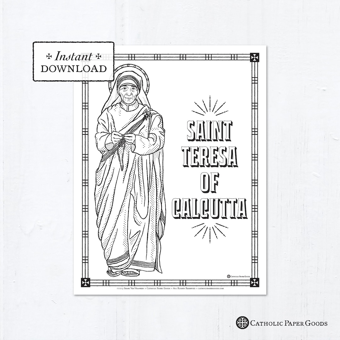 Saint Teresa of Calcutta Coloring Page: Catholic Saints (PDF) - Etsy
