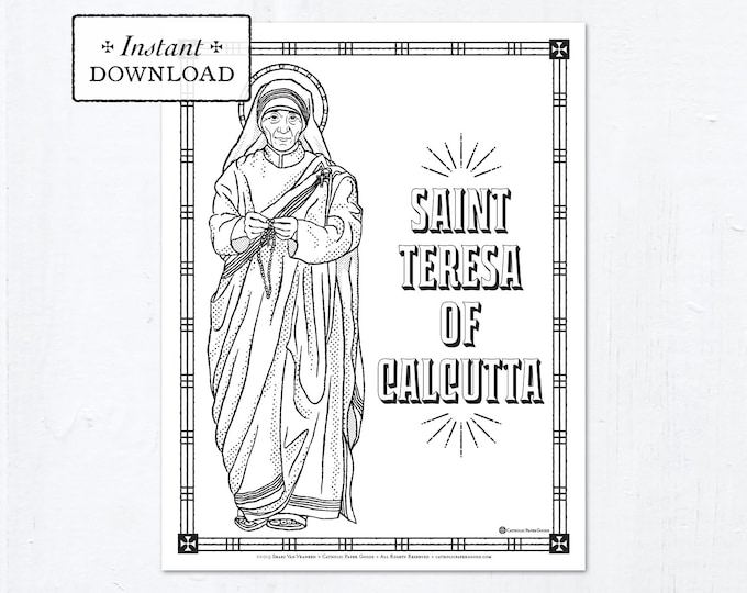 Mother Teresa of Calcutta Coloring Page and Holy Cards, Kids Coloring ...