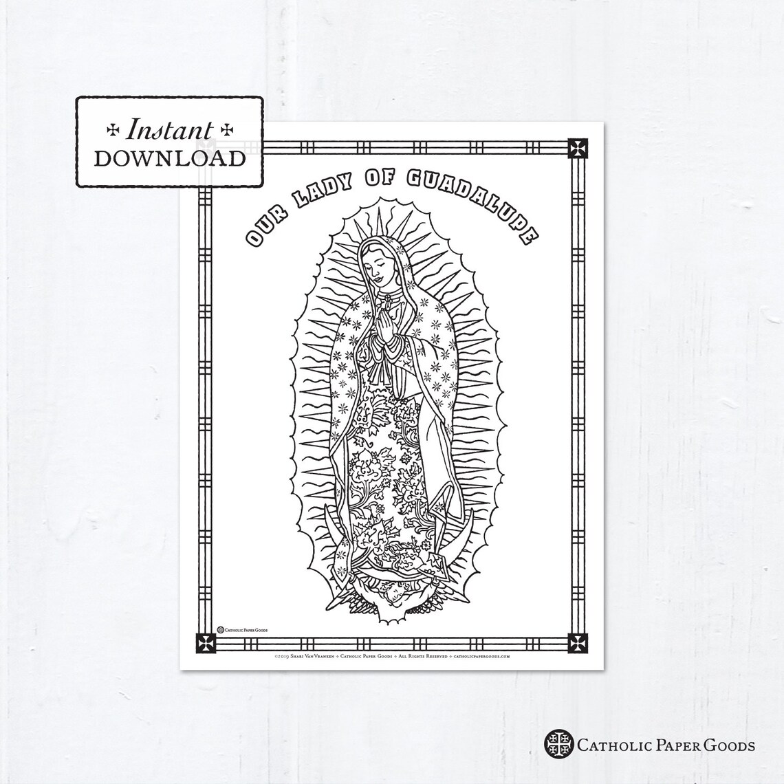 Catholic Coloring Page Our Lady of Guadalupe Catholic | Etsy