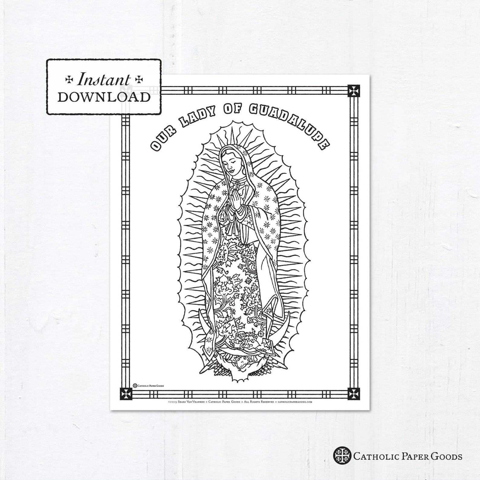 Catholic Coloring Page Our Lady of Guadalupe Catholic | Etsy