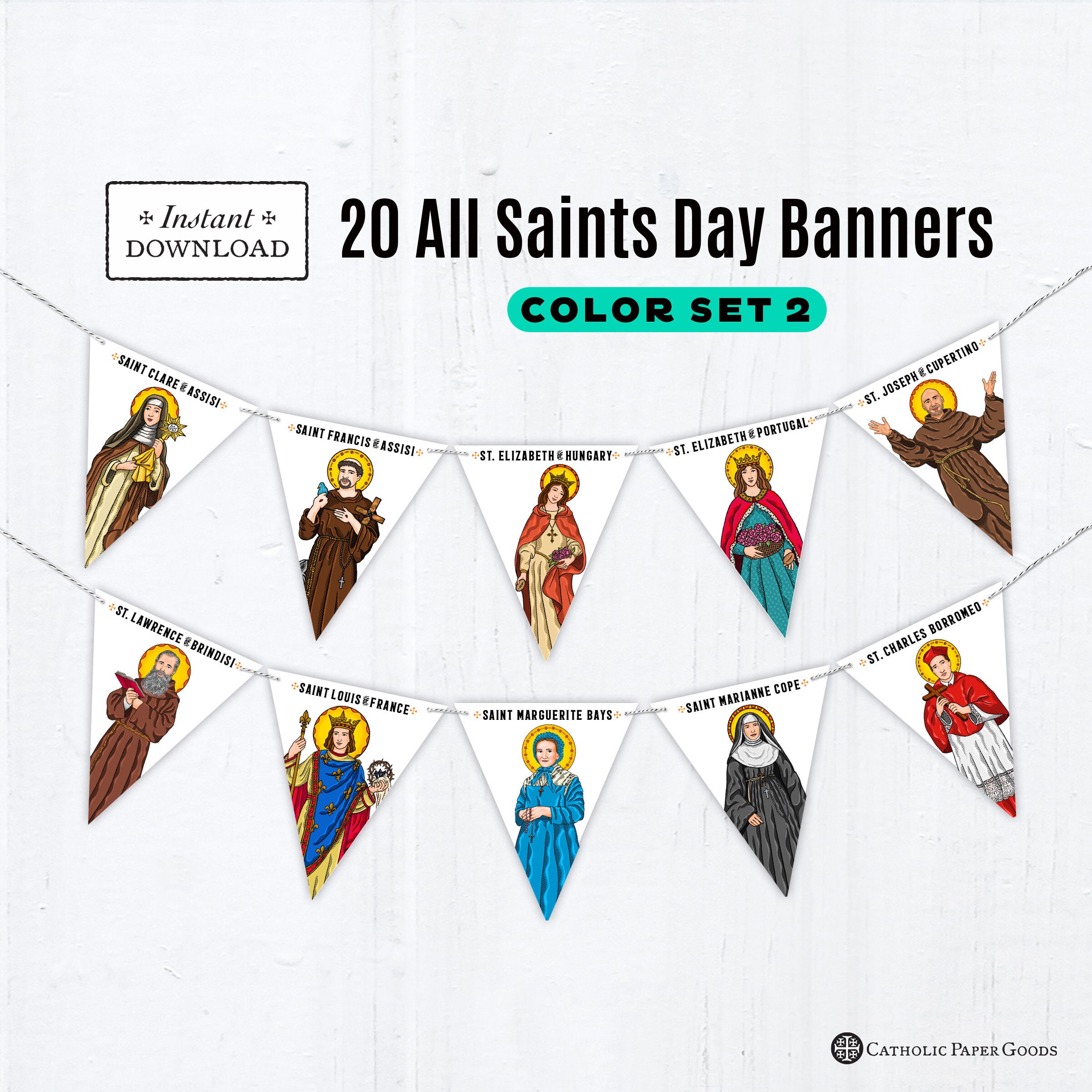 All Saints Day Banners Set 2, Color Saint Banners, Printable Banner ...