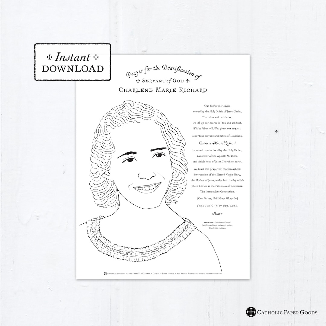Catholic Coloring Page, Servant of God Charlene Marie Richard, Catholic ...