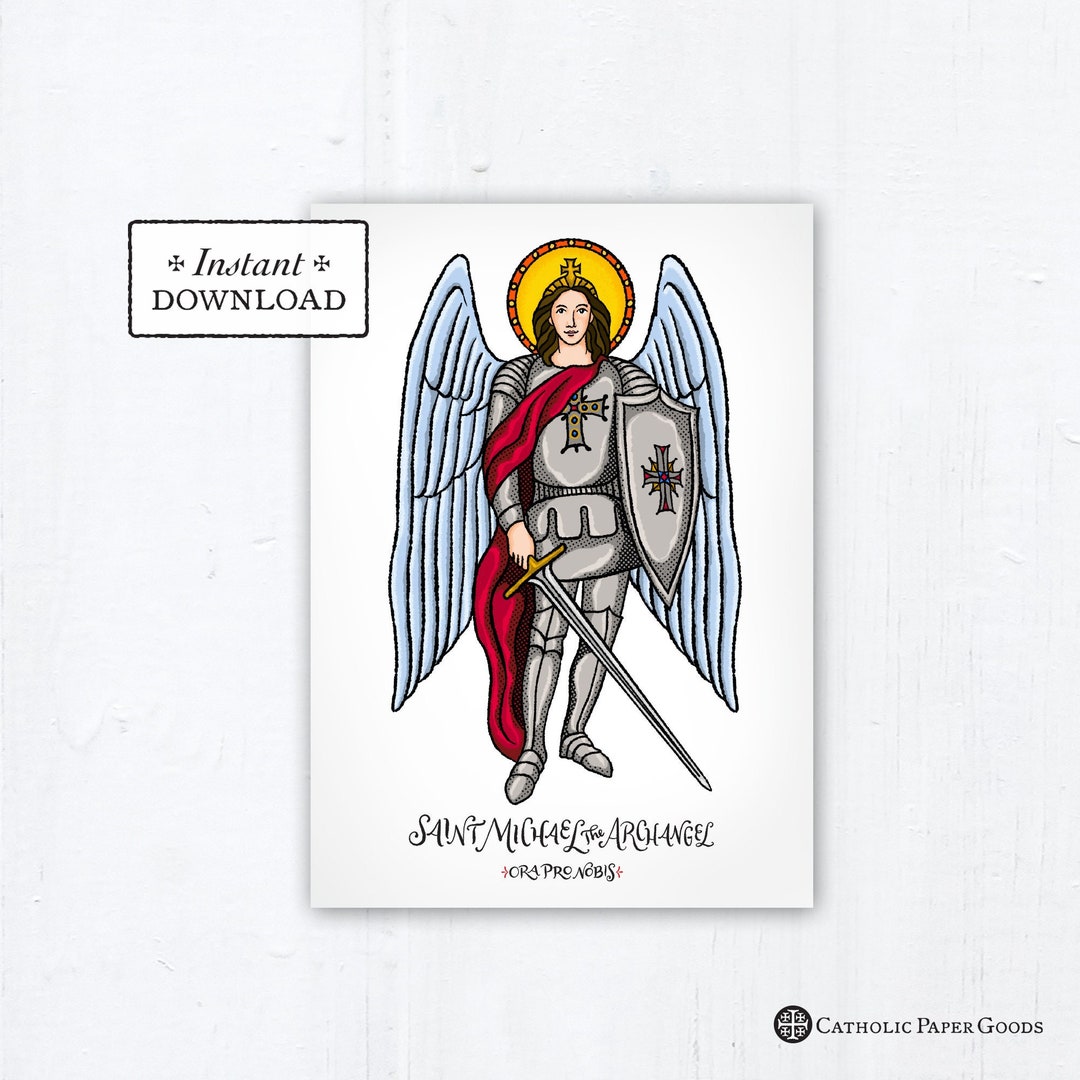 St. Michael the Archangel Prayer Card, Art Print, Instant Download, DIY ...