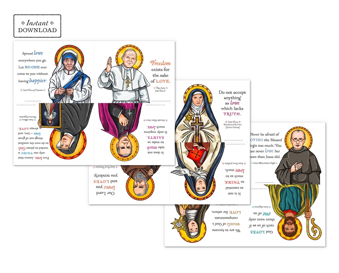 Catholic Saints Valentine Exchange Cards Set 1 (printable PDF) - Etsy