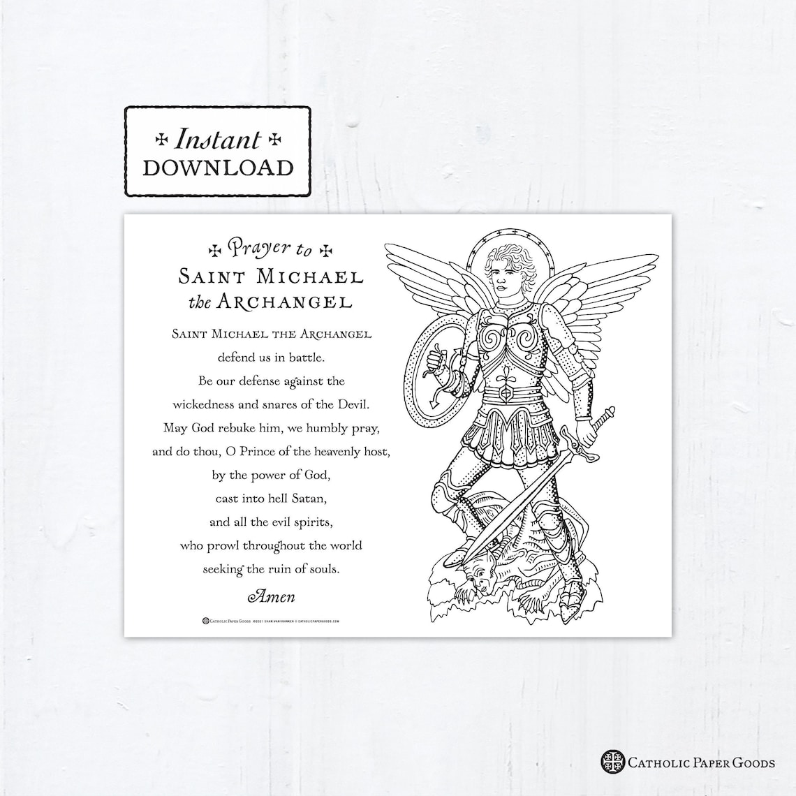 Saint Michael the Archangel Prayer Coloring Page Printable - Etsy