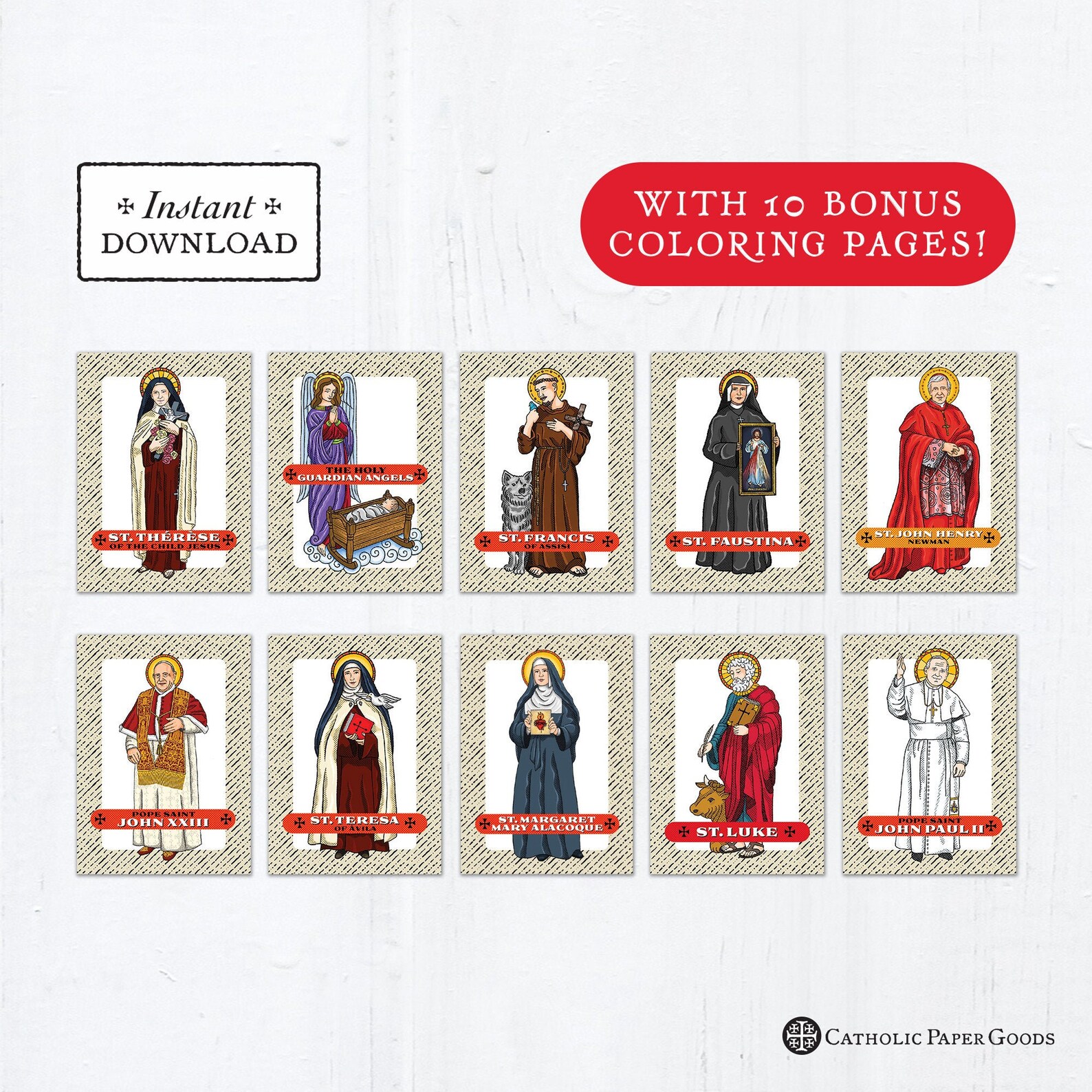 Catholic Saint Trading Cards: October Set #1 + Coloring Pages ...