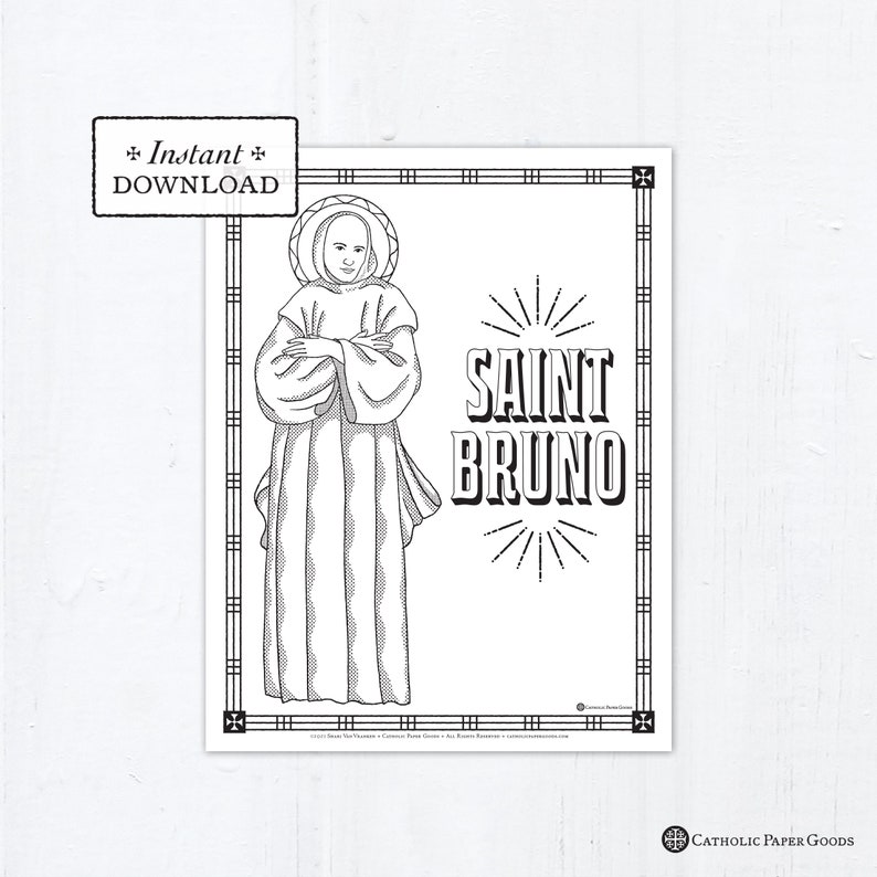 Catholic Coloring Page Saint Bruno Coloring Page Catholic | Etsy
