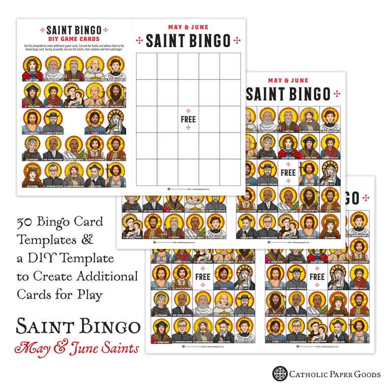Saint Bingo Game Saint Memory Game May & June Saints | Etsy