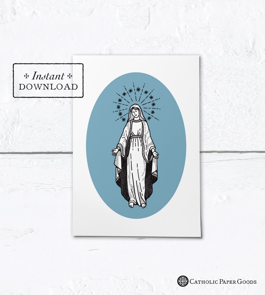 Mary Greeting Card - Mother's Day - Instant Download - DIY Downloadable ...