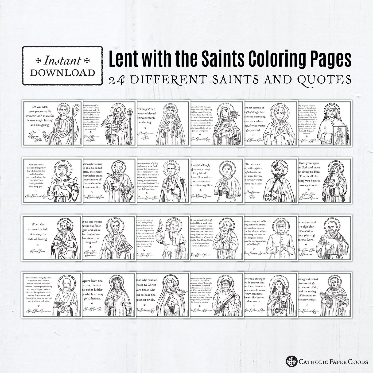Lent With the Saints Coloring Pages: Catholic Kids Activity (PDF ...