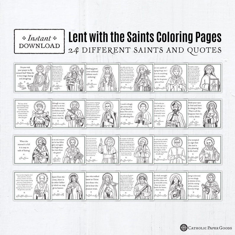 Lent With the Saints Coloring Pages Bundle of 24 Catholic | Etsy