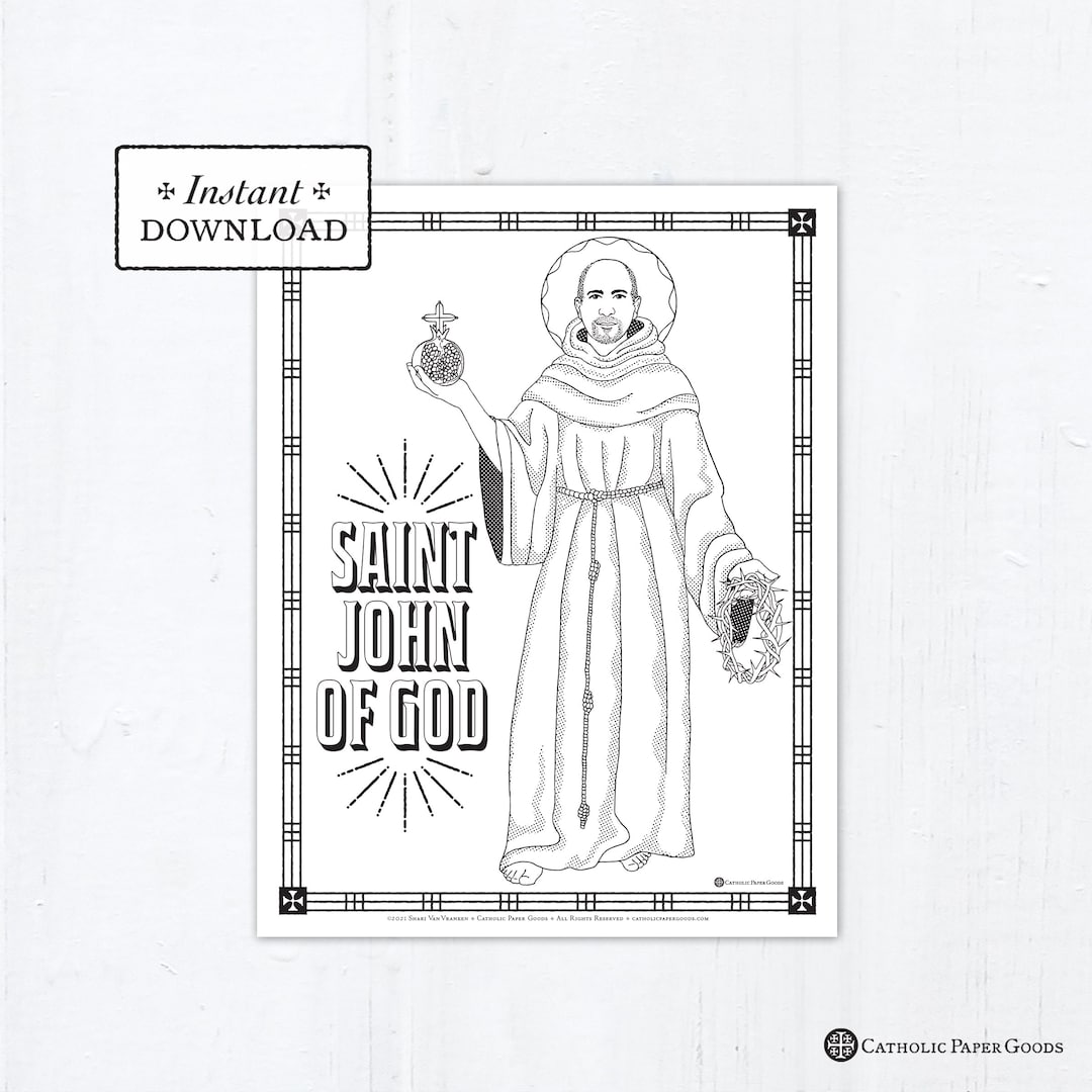 Saint John of God Coloring Page: Catholic Saints Printable (PDF) - Etsy