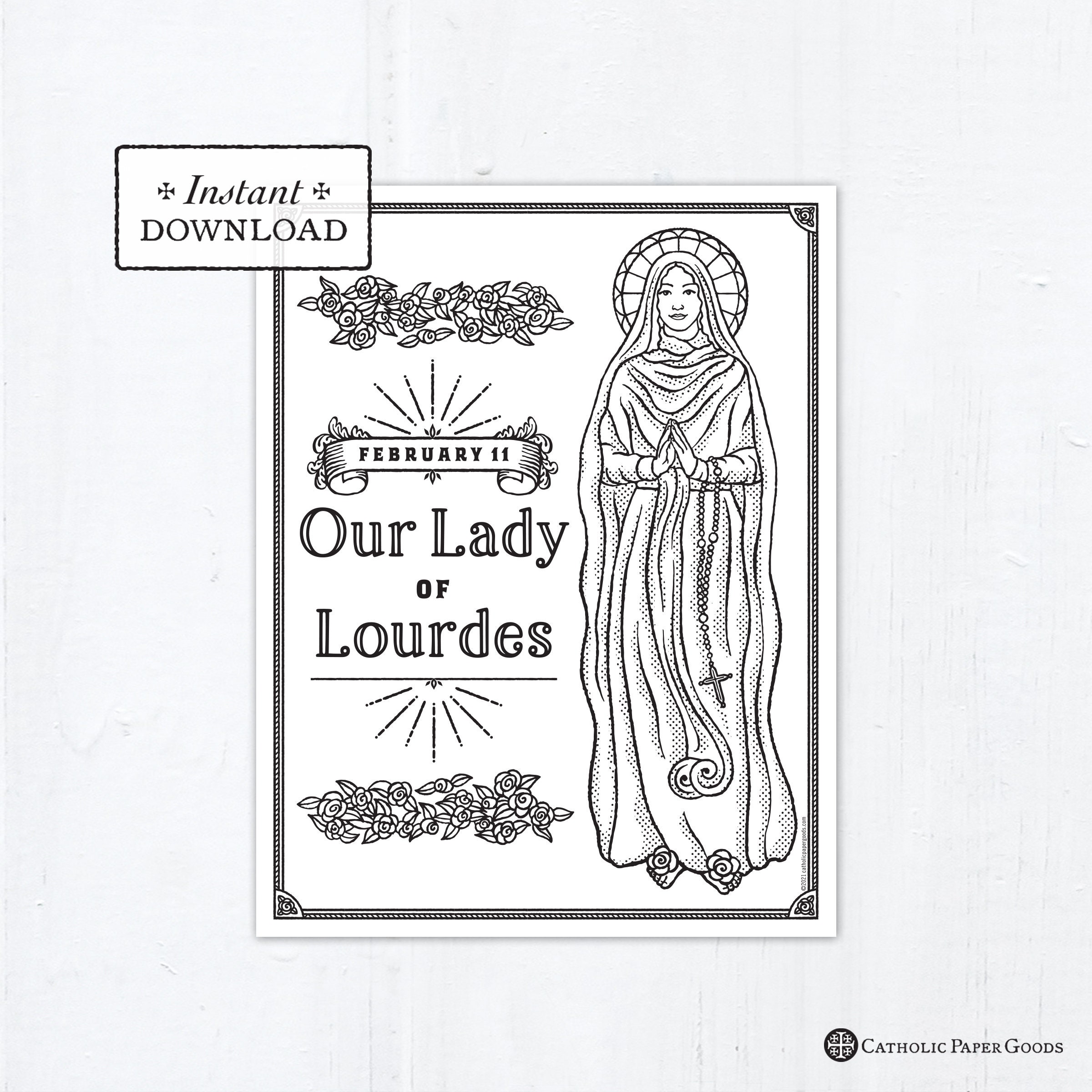 Catholic Coloring Page - Our Lady of Lourdes - Catholic Saints ... Catholic Coloring Page - Our Lady of Lourdes - Catholic Saints ...