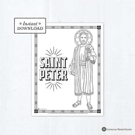 Catholic Coloring Page Young Saint Peter Catholic Saints | Etsy