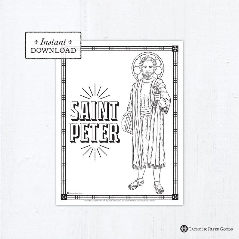 Catholic Coloring Page Young Saint Peter Catholic Saints | Etsy