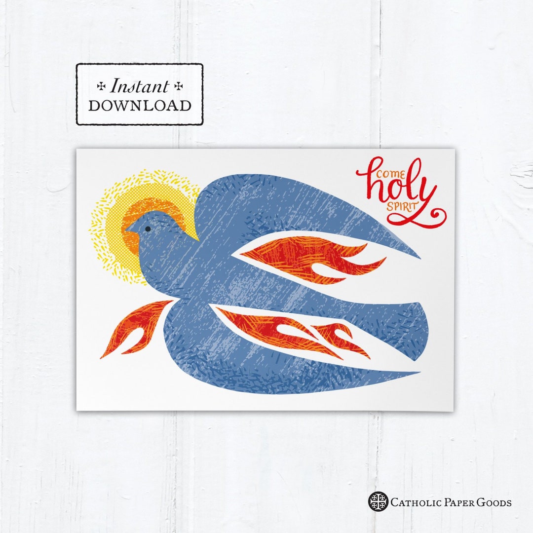Catholic Confirmation Greeting Card Blue Dove, Come Holy Spirit ...