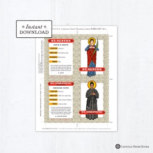 Catholic Saint Trading Cards February Set #1 - Printable - PLUS Bonus ...