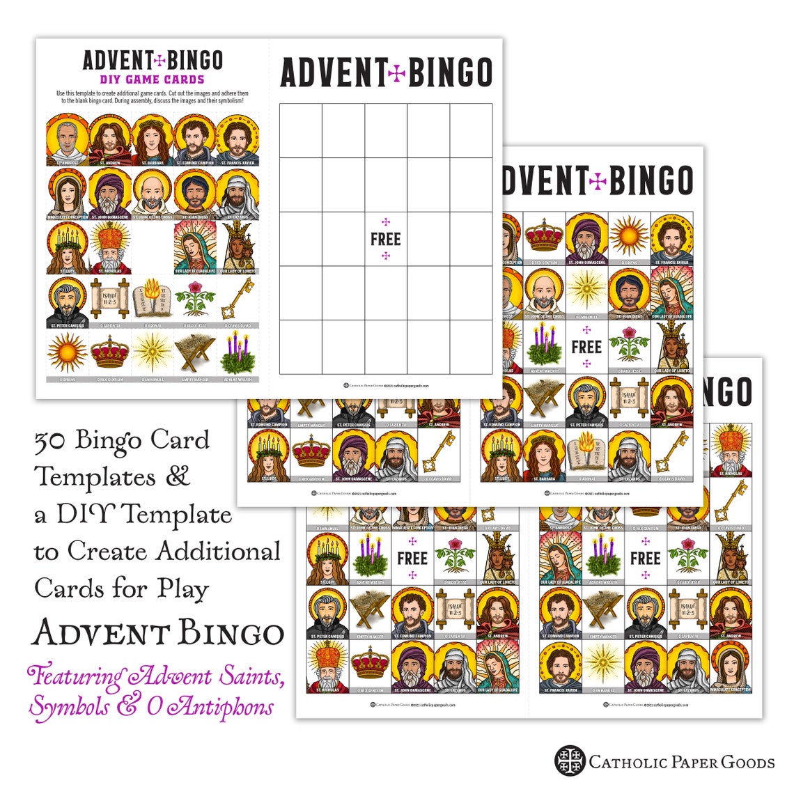 Advent Bingo Game Memory Game Advent Saints O Antiphons Advent | Etsy