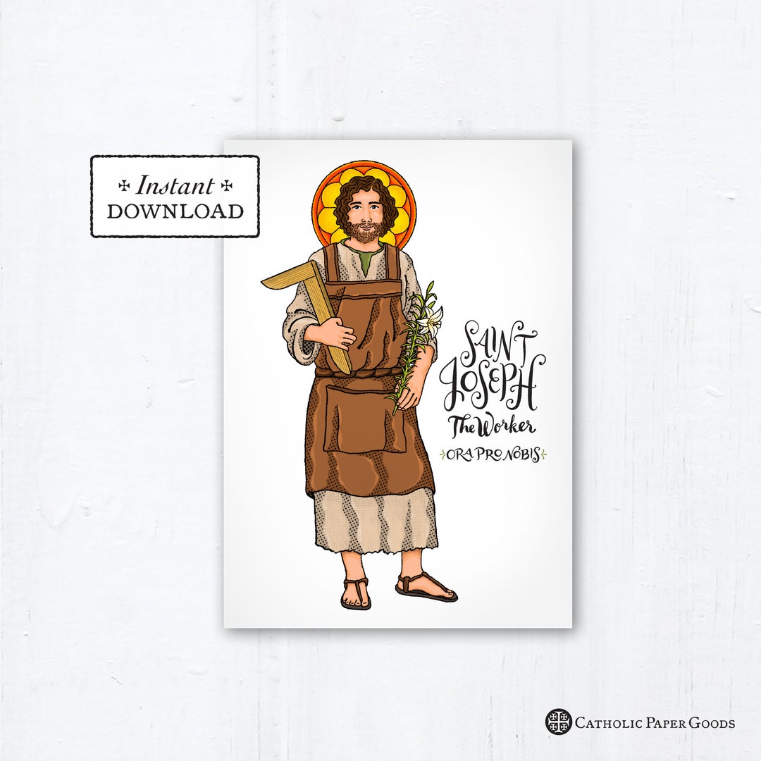 St. Joseph the Worker Card - Art Print - Instant Download - DIY ...