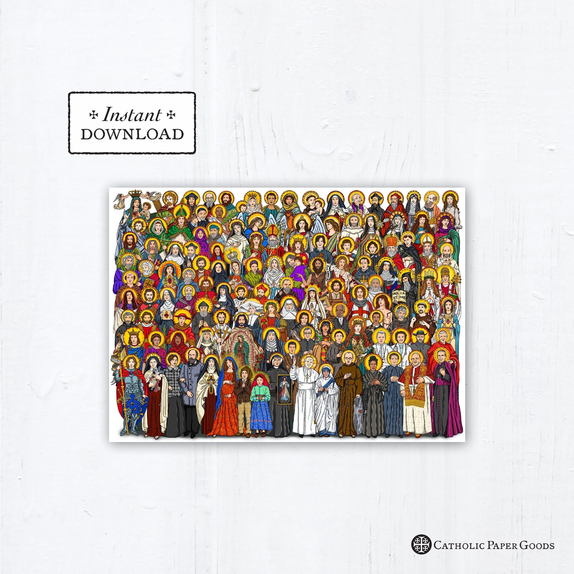 All Saints Greeting Card 5x7 OR Art Print, Instant Download, DIY ...