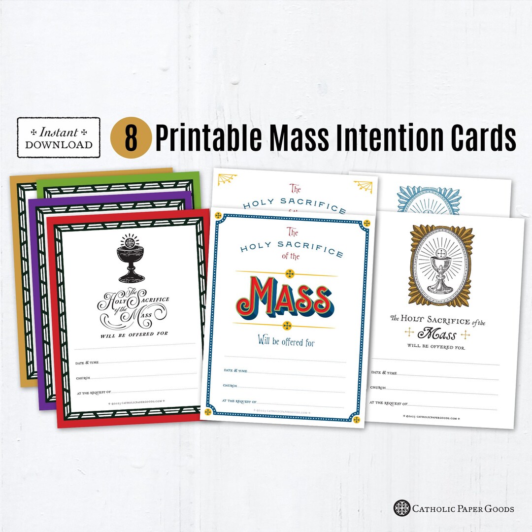 Catholic Mass Intention Cards: Printable A2 Cards (instant Download) - Etsy