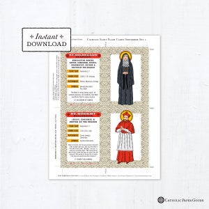 Catholic Saint Flash Cards September Set #2 - Printable - PLUS Bonus ...
