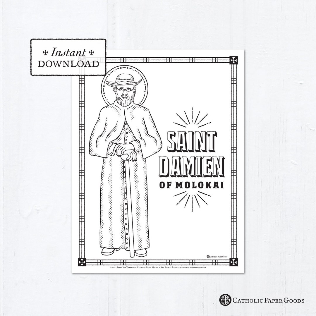 Saint Damien of Molokai Coloring Page: Catholic Saints (PDF Digital ...